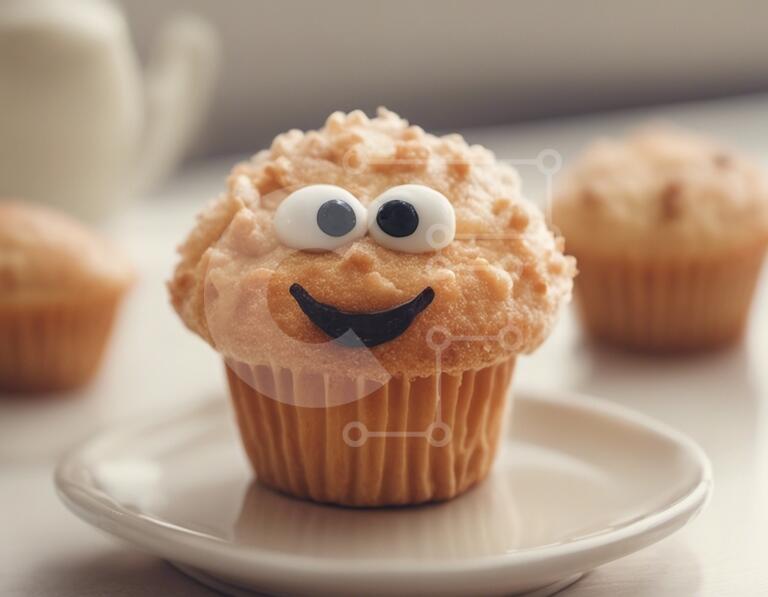 Delightful Googly Eyes Cupcake with Tea Cups stock photo | Creative Fabrica