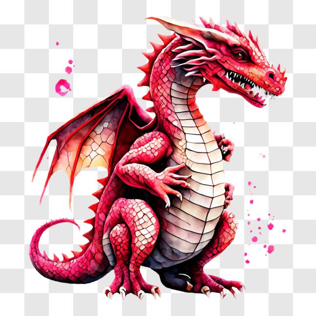 Download Red Dragon Sitting on Hind Legs with Spread Wings PNGs Online ...