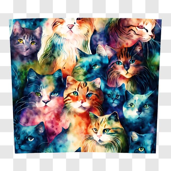 Download Collage of Colorful Cats PNGs Online - Creative Fabrica
