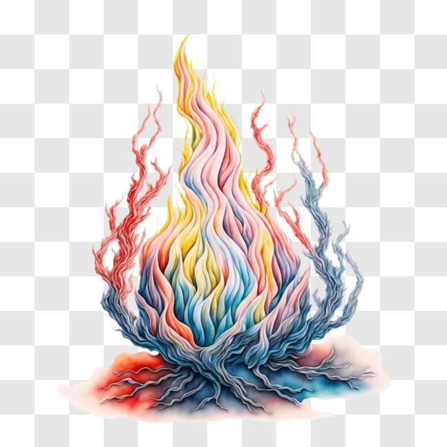 Download Abstract Flame with Brightly Colored Flames and Smoke PNGs ...