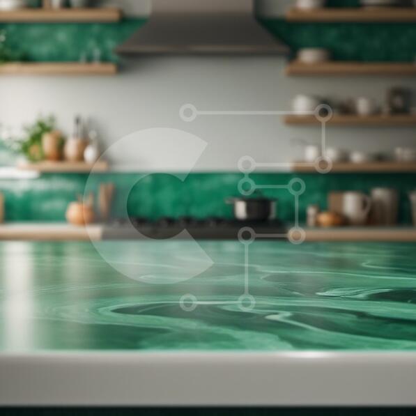 Stunning Green Marble Countertop in Kitchen stock photo | Creative Fabrica