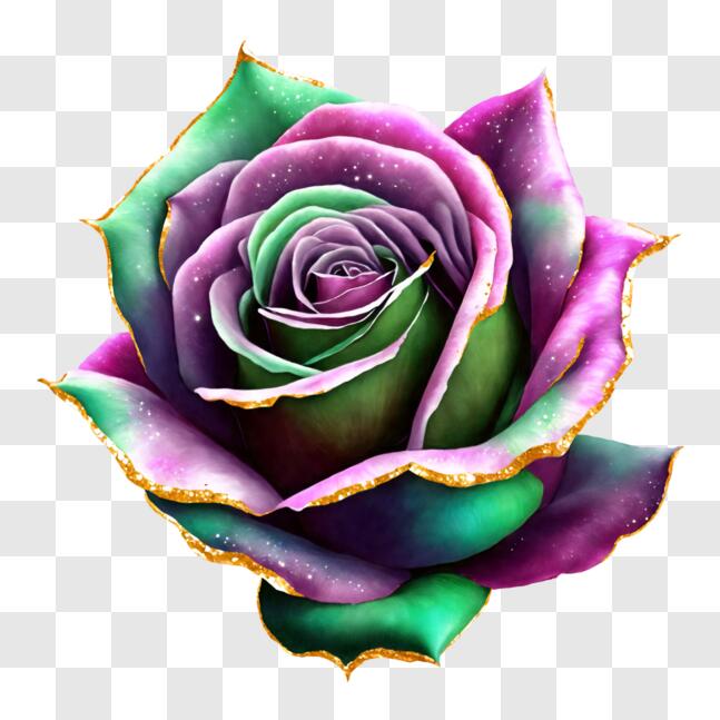 Download Colorful Rose Digital Painting on Black Background PNGs Online ...