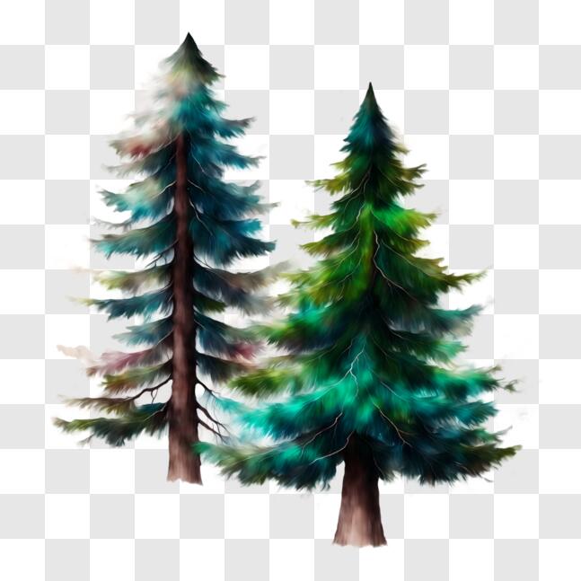 Download Two Pine Trees in a Grassy Area PNGs Online - Creative Fabrica