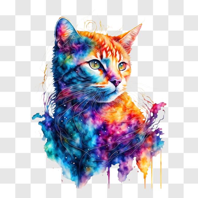 Download Colorful Abstract Cat Image for Home or Office Decor PNGs ...