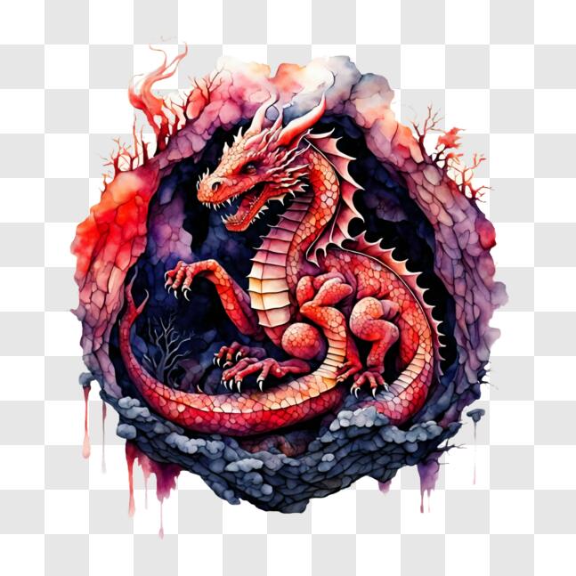 Download Red Dragon with Smoke and Fire PNGs Online - Creative Fabrica