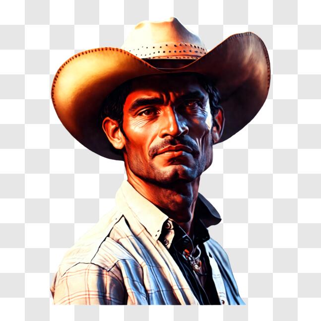 Download Authentic Cowboy Hat - Man Portrait PNGs Online - Creative Fabrica