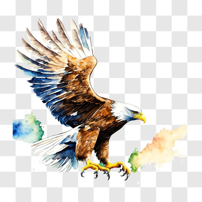 Download Eagle in Flight Painting with Colorful Splashes PNGs Online ...