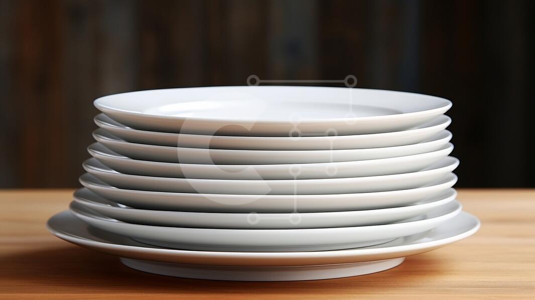 Stack of White Plates stock photo | Creative Fabrica