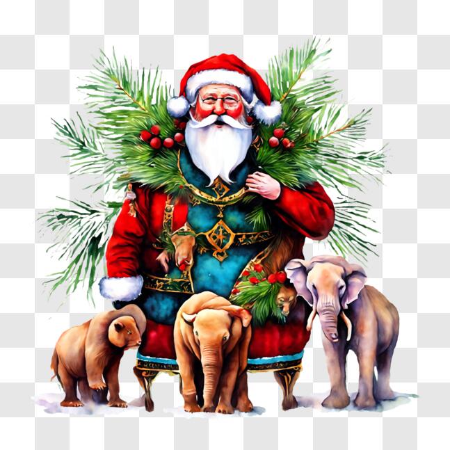 Download Santa Claus with Elephants - Festive Holiday Image PNGs Online ...