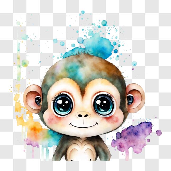 Download Colorful Cartoon Monkey Art Print PNGs Online - Creative Fabrica