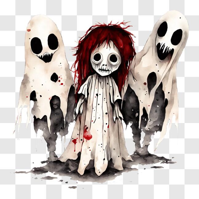Download Girl with Red Hair Surrounded by Ghosts PNGs Online - Creative ...