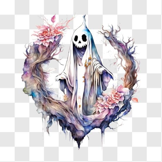 Download Spooky Halloween Ghost with Blood Dripping PNG Online ...