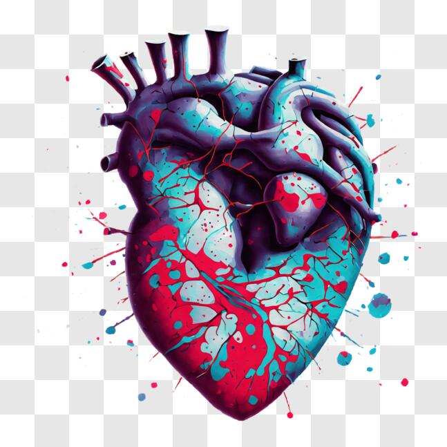 Download Stylized Human Heart with Pink and Blue Color Scheme PNGs ...