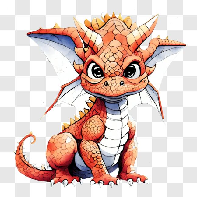 Download Small Red Dragon with White Wings on Black Background PNGs ...