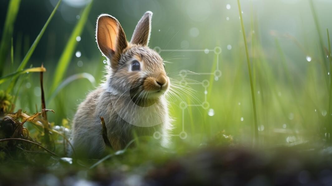 Adorable Bunny in the Rain stock photo | Creative Fabrica