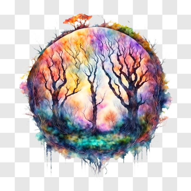 Download Colorful Abstract Tree Sphere Art PNGs Online - Creative Fabrica