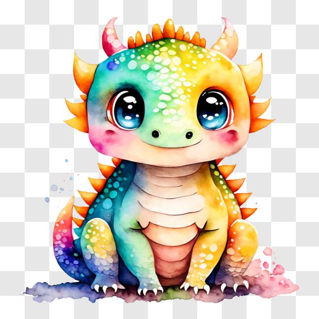 Download Cute Little Dragon with Colorful Eyes PNGs Online - Creative ...