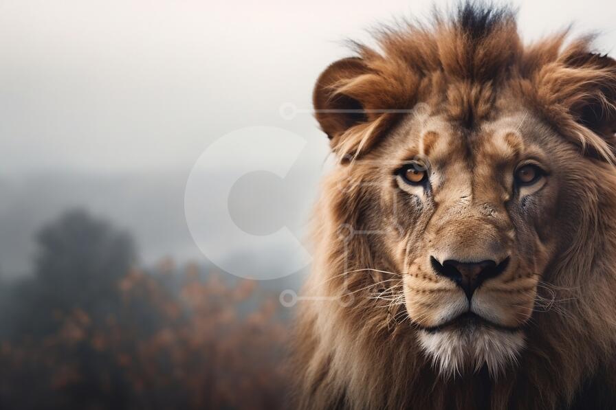 Powerful Lion Staring at the Viewer stock photo | Creative Fabrica