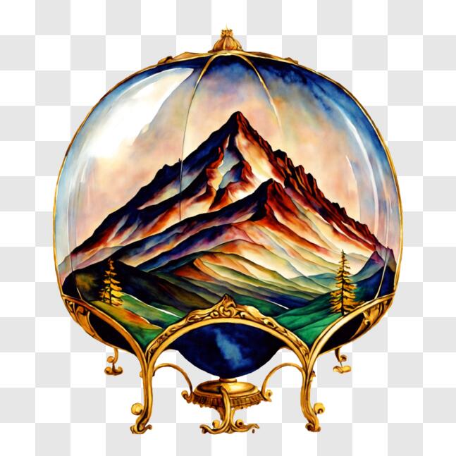 Download Ornamental Glass Globe with Landscape Painting PNGs Online ...