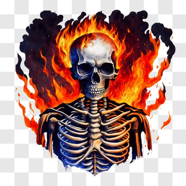 Download Skeleton Standing in Front of Flames PNGs Online - Creative ...