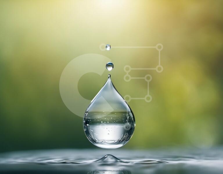 Clear Drop of Water on Leaf with Sunlight stock photo | Creative Fabrica