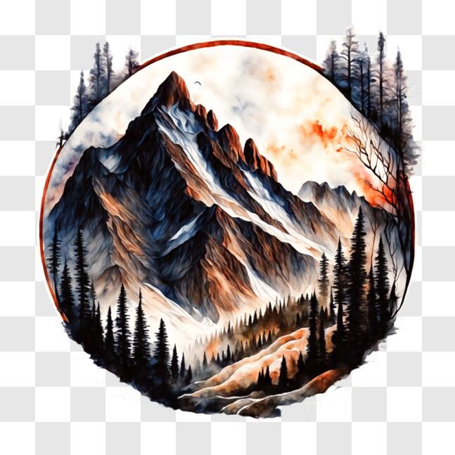 Download Mountain Landscape with Abstract Painting PNGs Online ...