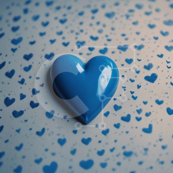 Abstract Blue Heart Floating Above Surface stock photo | Creative Fabrica