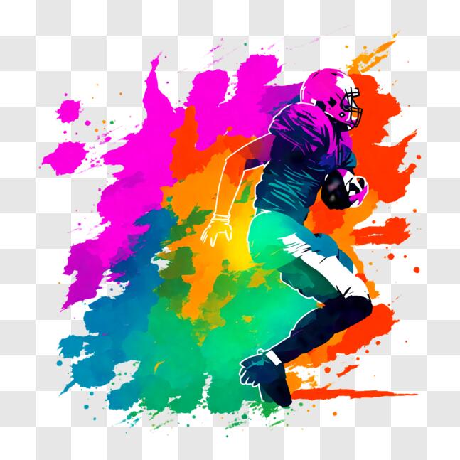 Download Football Player Running Through Colorful Paint Splatters PNGs ...