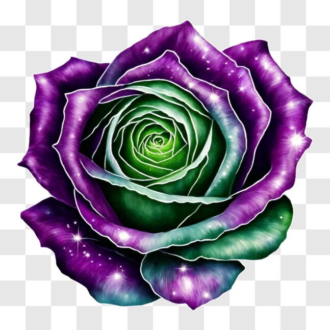 Download Abstract Purple and Green Rose with Stars PNGs Online ...