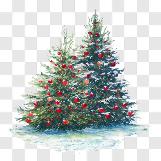 Download Outdoor Christmas Trees in a Snowy Landscape PNGs Online ...