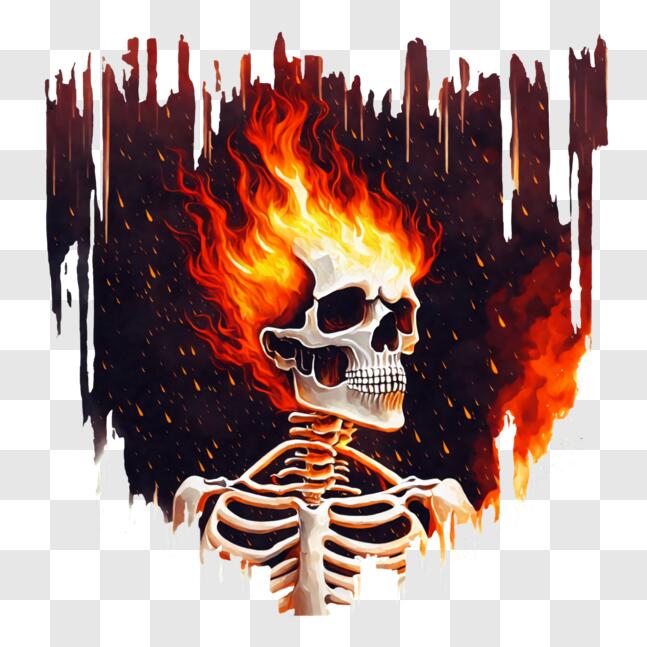 Download Skeleton with Flames on its Head Illustration PNGs Online ...