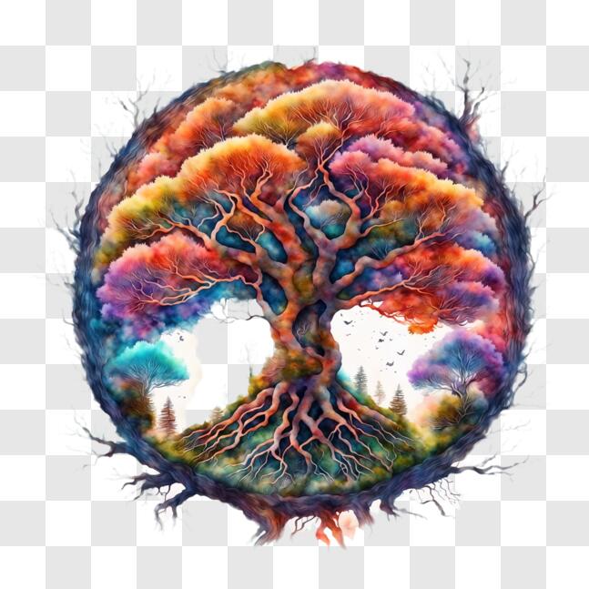 Download Colorful Tree of Life Art Installation with People Hugging ...