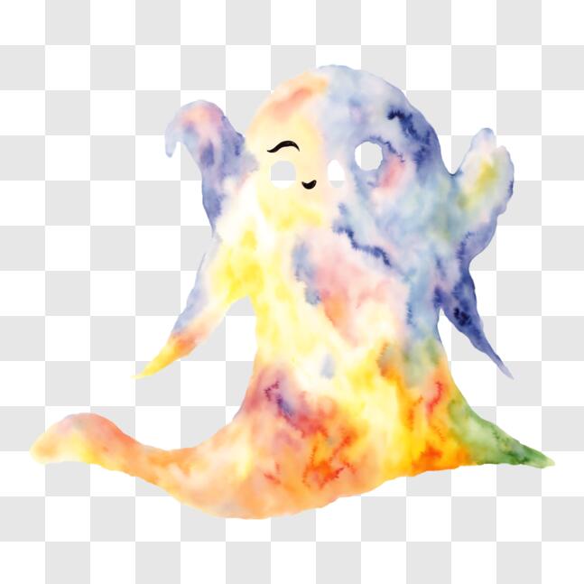 Download Colorful Watercolor Ghost for Halloween and Holidays PNGs ...