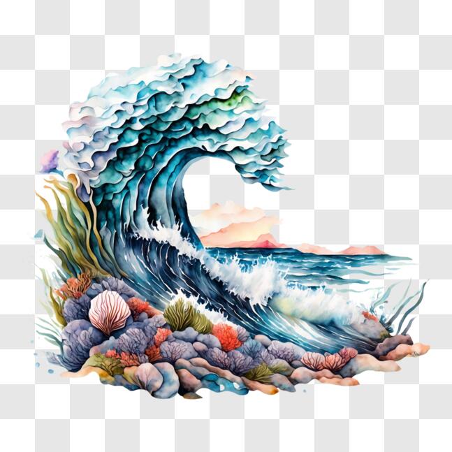 Download Powerful Ocean Wave Breaking Over Rocks and Seaweed PNGs ...
