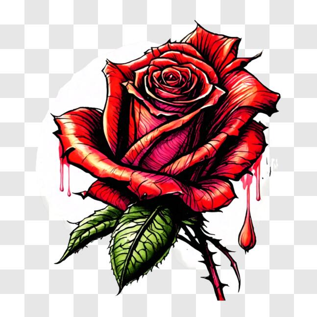 Télécharger Rose rouge symbolique avec du sang qui coule PNGs En Ligne ...