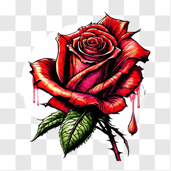 Download Artistic Composition with Red Rose and Blood Stains PNGs ...