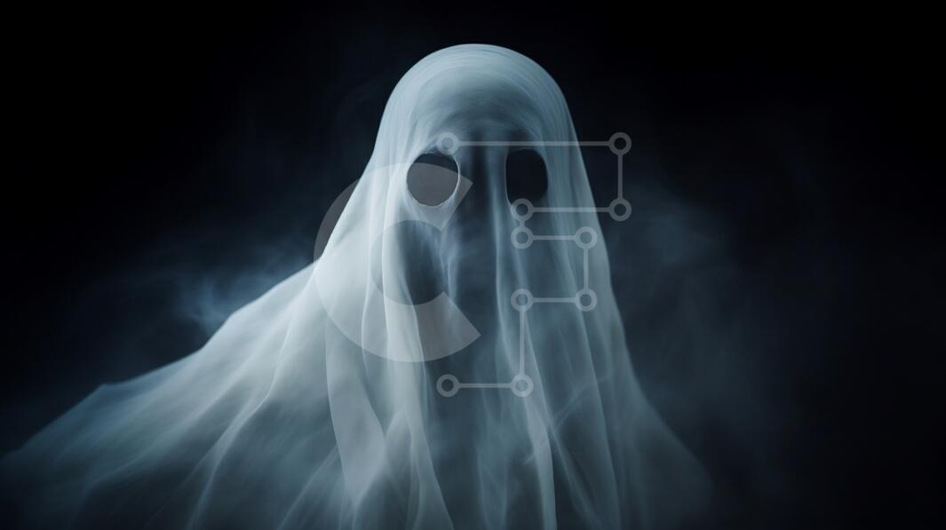 Fantôme effrayant debout dans le noir photo stock | Creative Fabrica