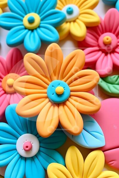 Vibrant 3D Flower Arrangement stock photo | Creative Fabrica