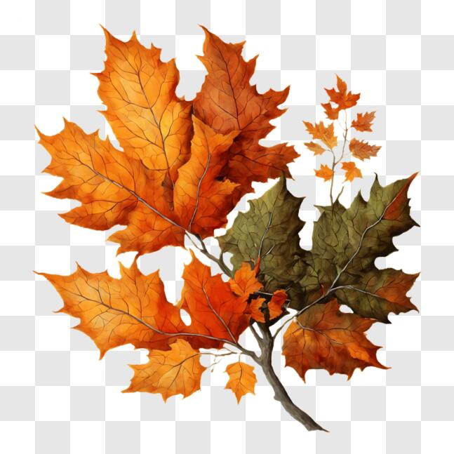 Download Colorful Fall Leaves on a Tree Branch PNGs Online - Creative ...