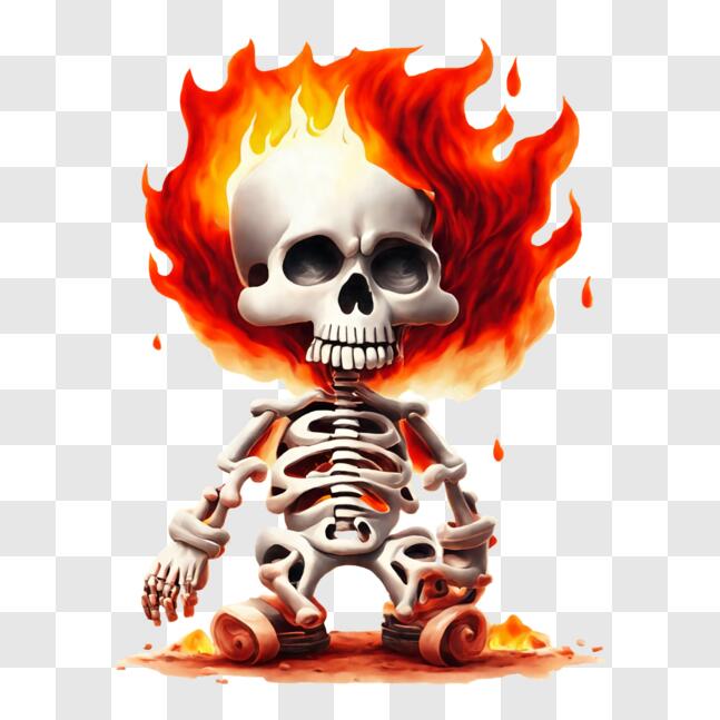 Download Humorous Cartoon Skeleton Sitting on Fire PNGs Online ...
