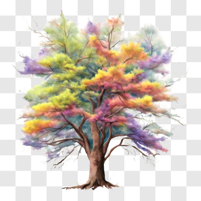Download Colorful Tree with Multicolored Leaves PNGs Online - Creative ...