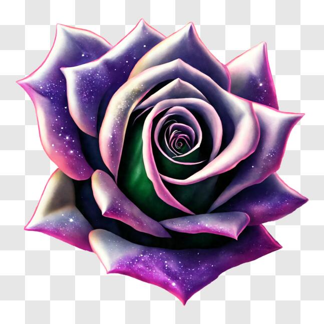 Download Purple Rose with Green, Pink, and Purple Colors PNGs Online ...
