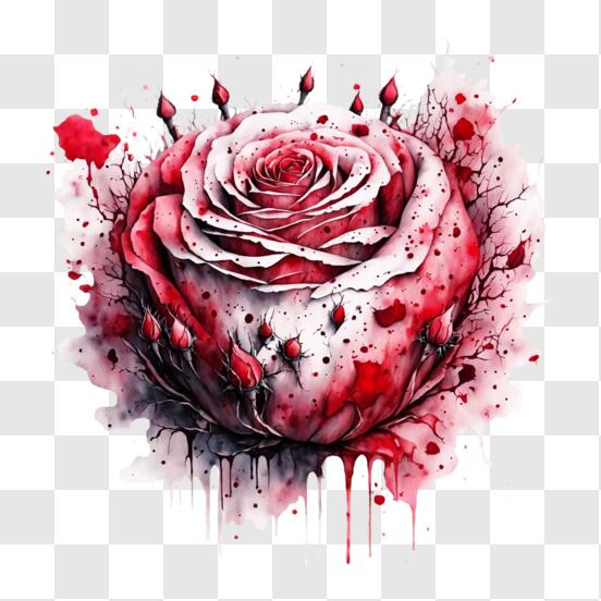 Download Abstract Painting of Red Rose with Dripping Blood PNGs Online ...