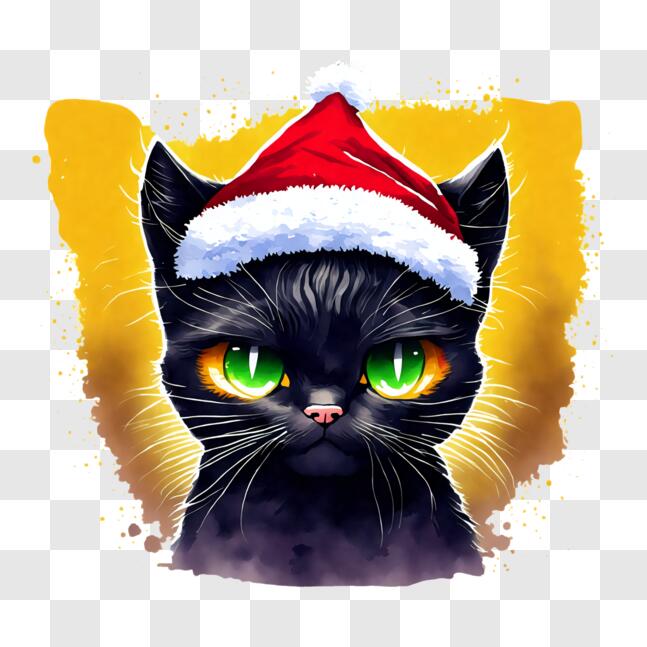 Download Christmas Cat with Santa Hat PNGs Online - Creative Fabrica