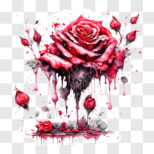 Download Red Rose with Blood Drips - Artistic Image PNGs Online ...
