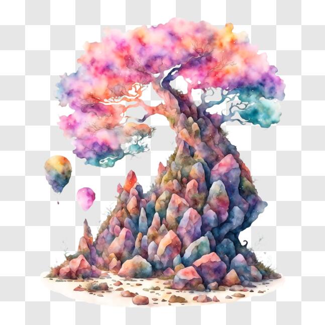 Download Colorful Balloons Tree Watercolor Painting PNGs Online ...