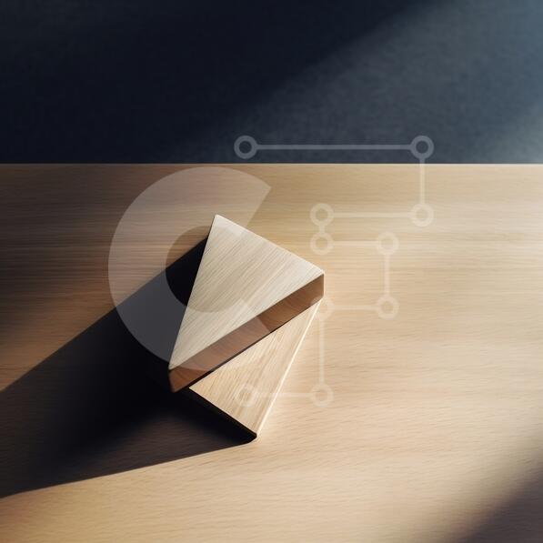 Wooden Furniture with Triangle Shapes on Table stock photo | Creative ...