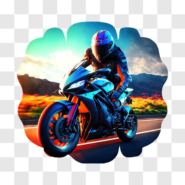 Download Motorcycle Riding on Scenic Road with Mountain Backdrop PNGs ...