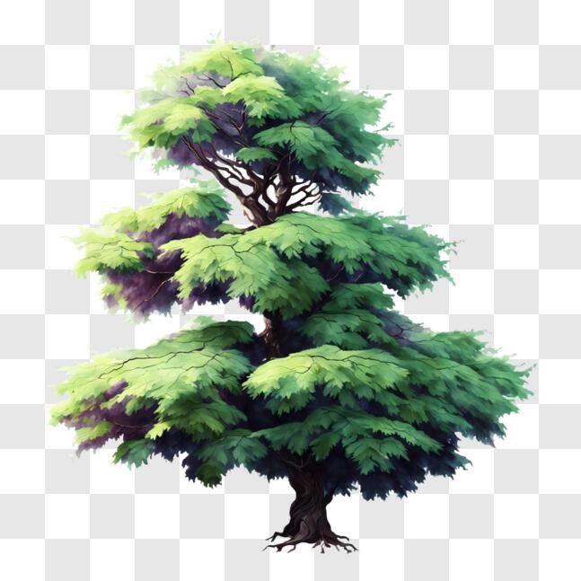Download Ornamental Tree with Green Leaves and Purple Flowers PNGs ...