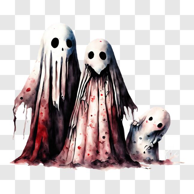 Download Spooky Image of Three Ghosts on a Black Background PNGs Online ...